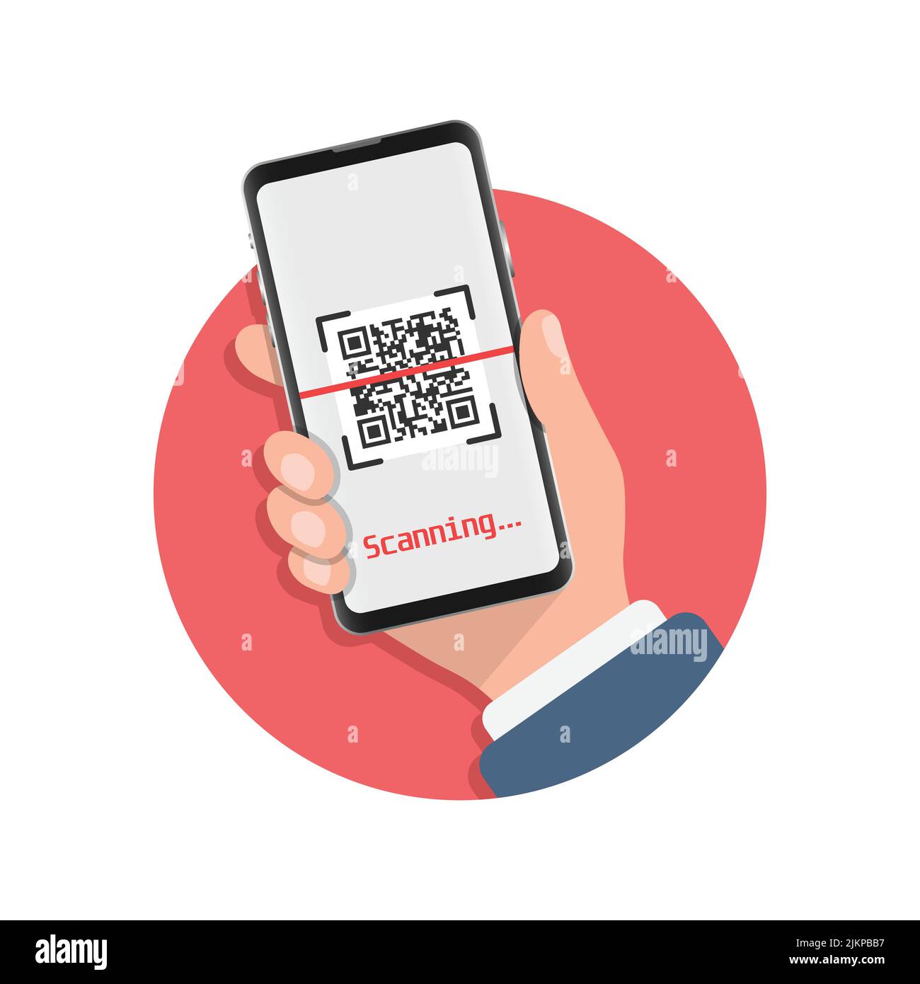 QR code scan illustration in flat style. Mobile phone scanning vector ...
