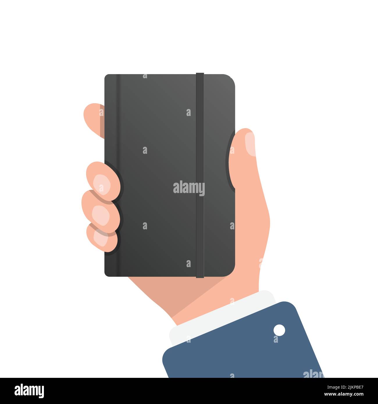 Diary in hand illustration in flat style. Notebook vector illustration ...