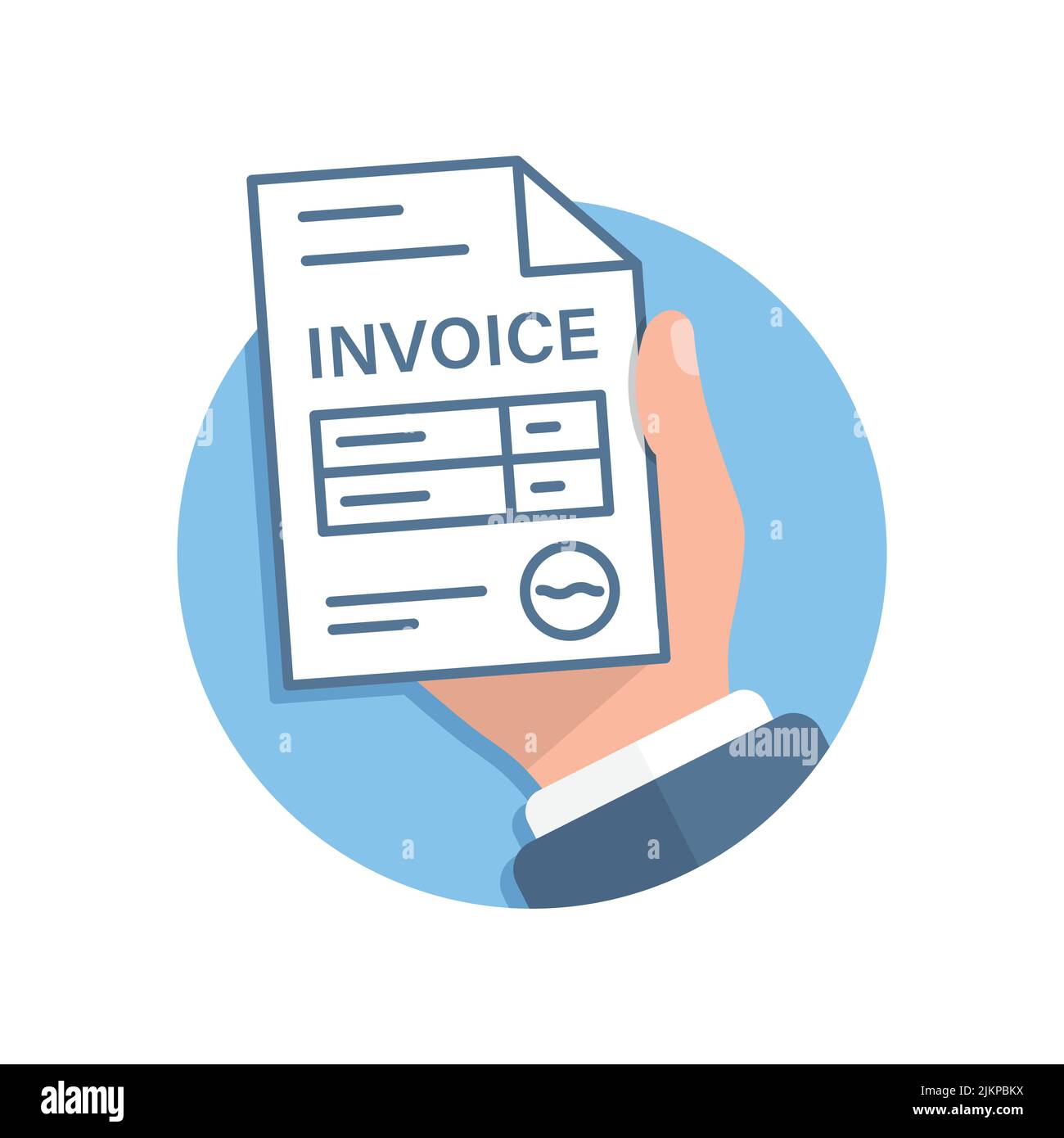 Invoice in hand illustration in flat style. Transaction document vector ...