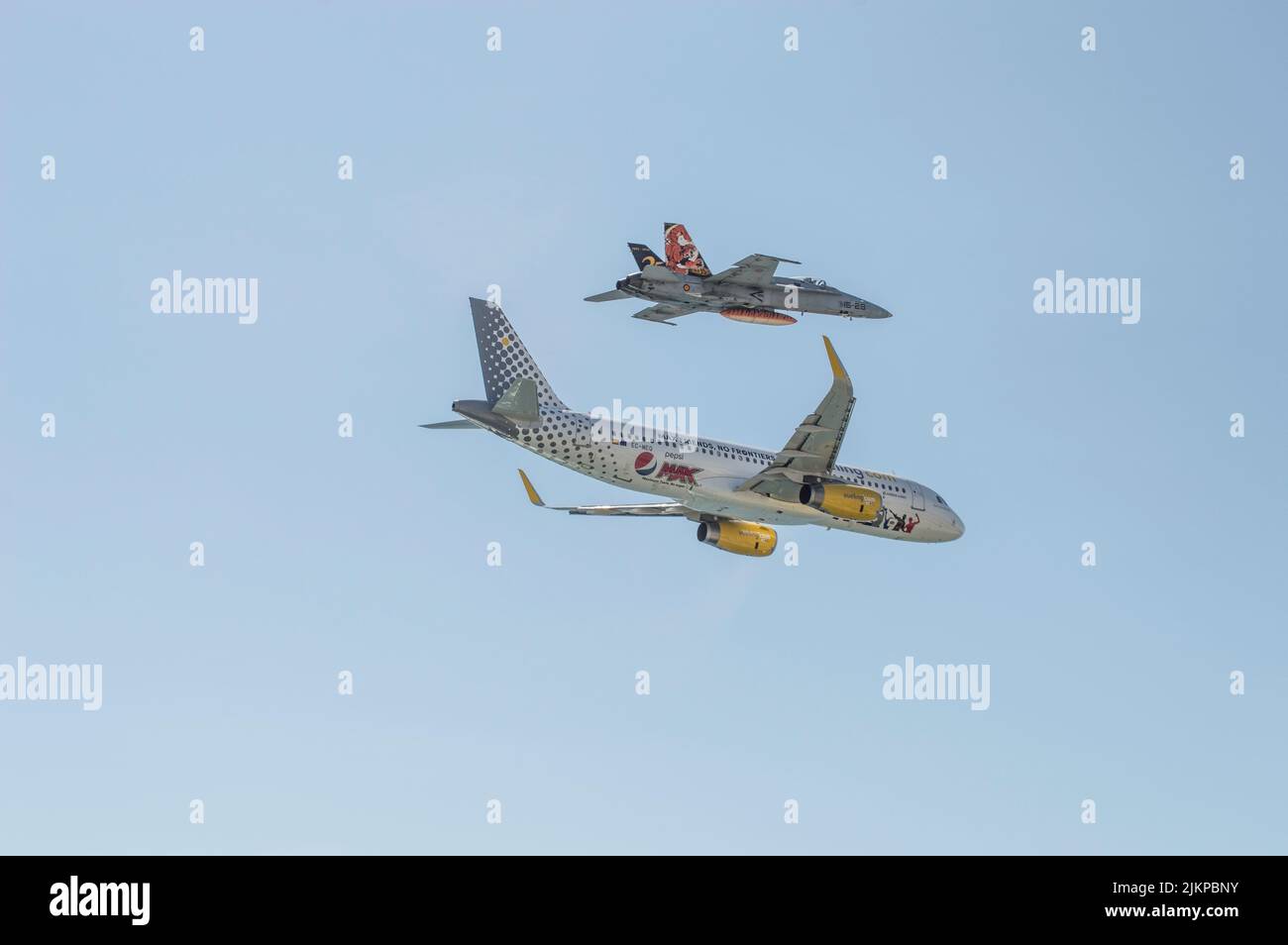 Classic war army air plane in the sky. EF-18A Hornet C 15-28 Stock ...