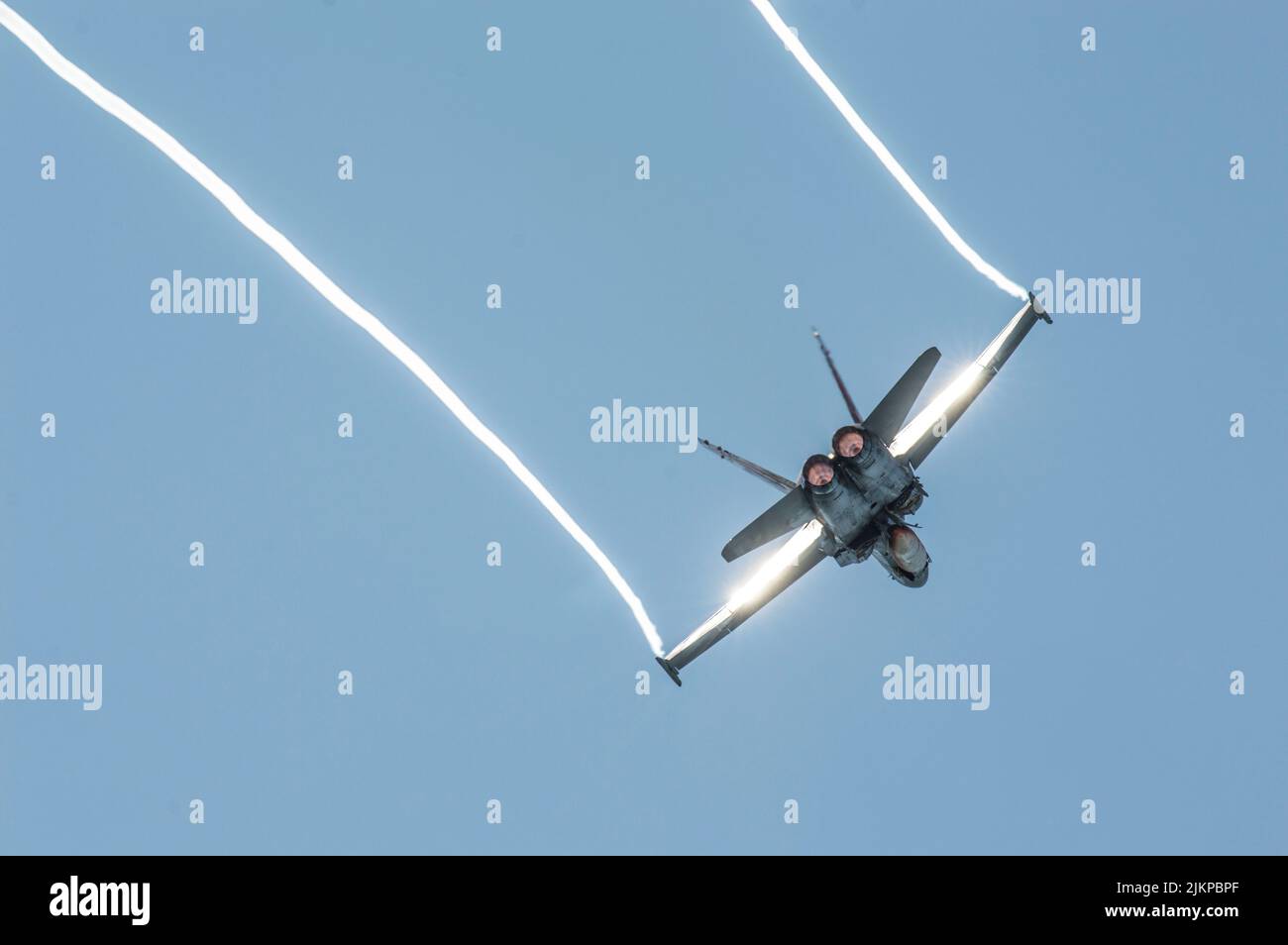 Classic war army air plane in the sky. EF-18A Hornet C 15-28 Stock ...