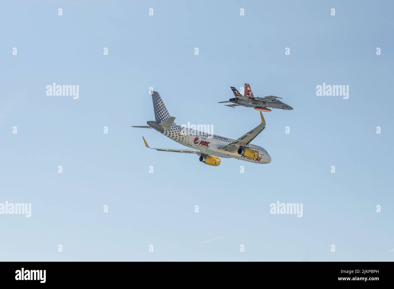 Classic war army air plane in the sky. EF-18A Hornet C 15-28 Stock ...