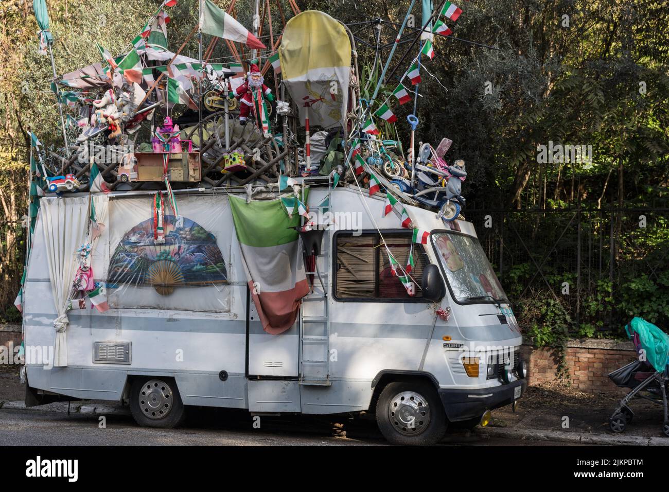 Old van parked in the city, rare modified model Mercedes Benz 580D ...