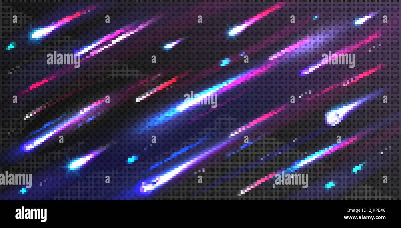 Meteor rain in cosmos, with star dust effect, comets shooting in galaxy ...