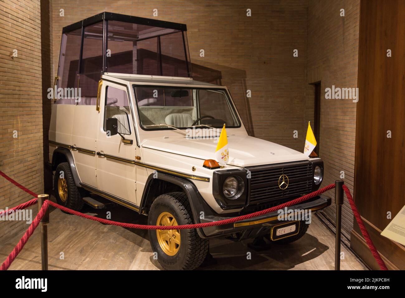 Classic off road car in white color, special pope model. Mercedes Benz ...