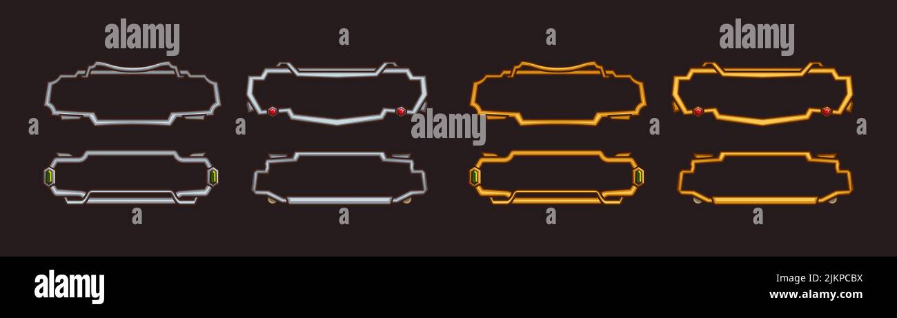 Rectangle avatar frames, medieval ui game silver and gold borders ...