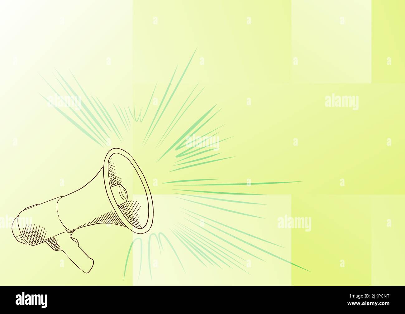 A megaphone or loudspeaker with copy space and green background - the ...