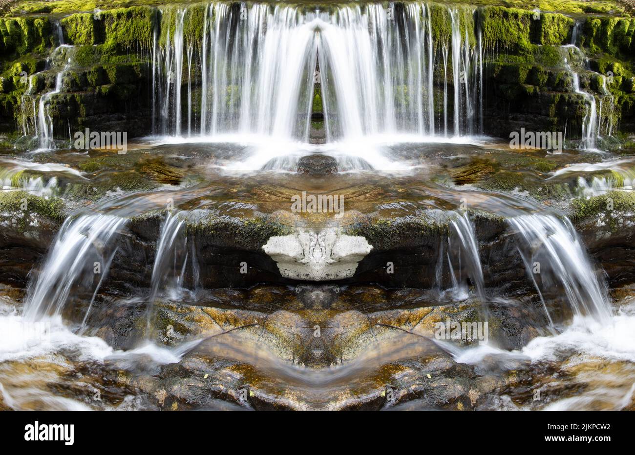 A beautiful shot of a waterfall with a mirror effect Stock Photo - Alamy