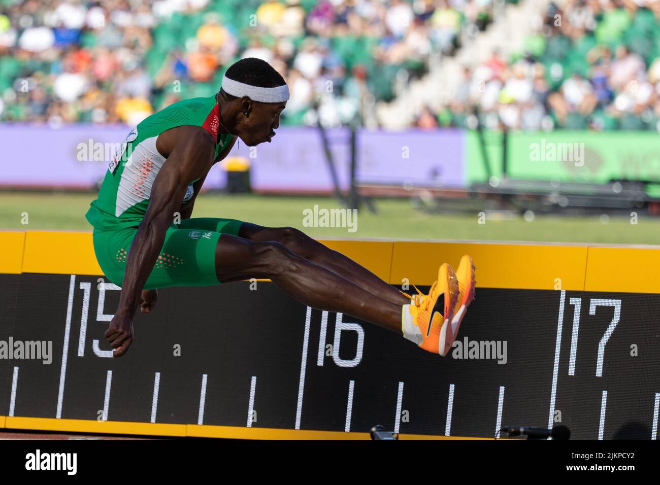 Pedro Pichardo (POR) wins the triple jump with a world leading leap of 58-10 3/4 (17.95) during ...