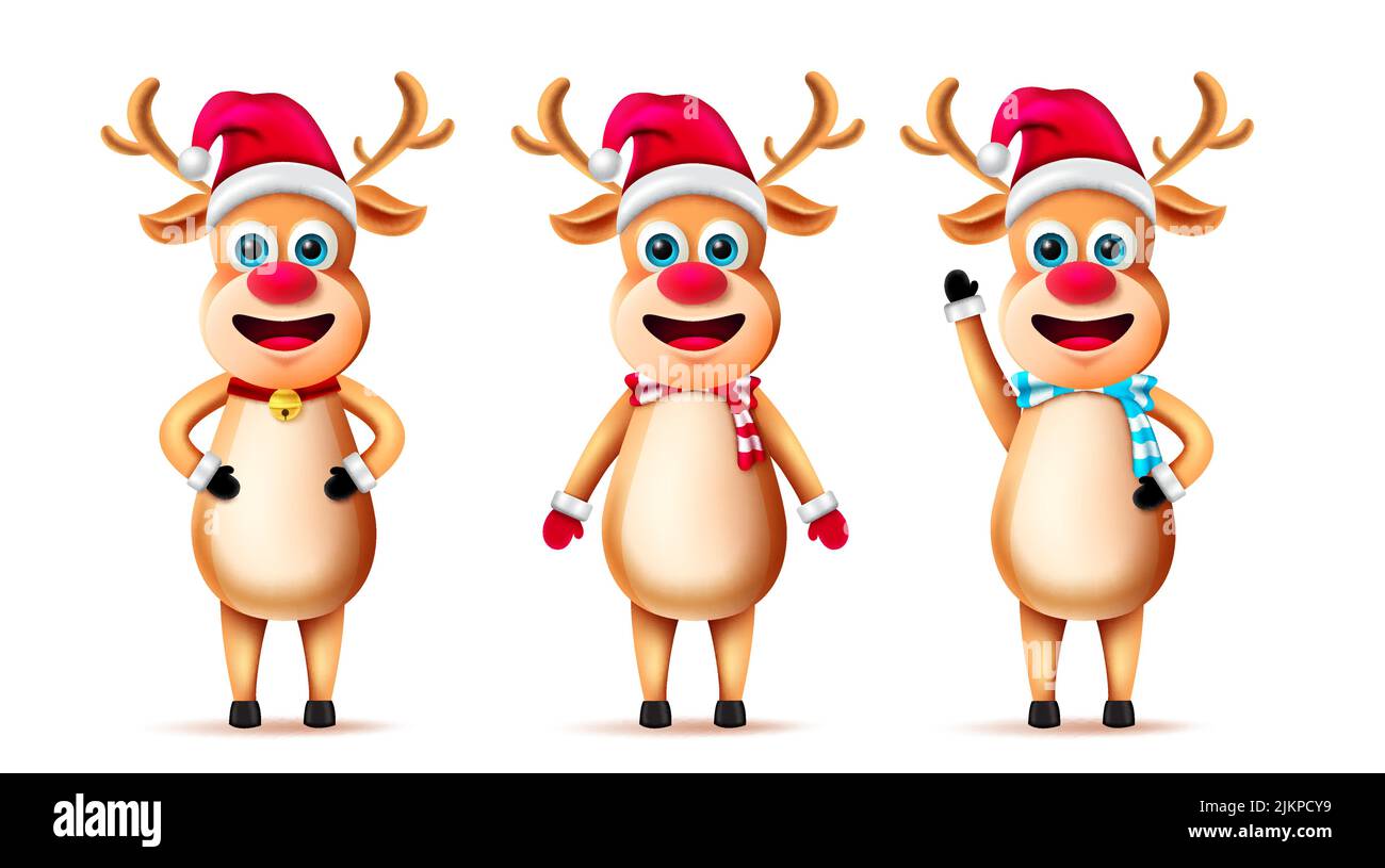 Reindeer christmas character set. Reindeers christmas characters in ...