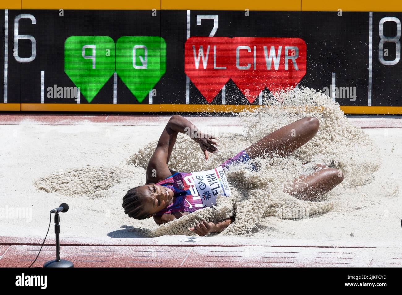 Tiffany Flynn (USA) qualifies for the long jump finals with a leap of ...