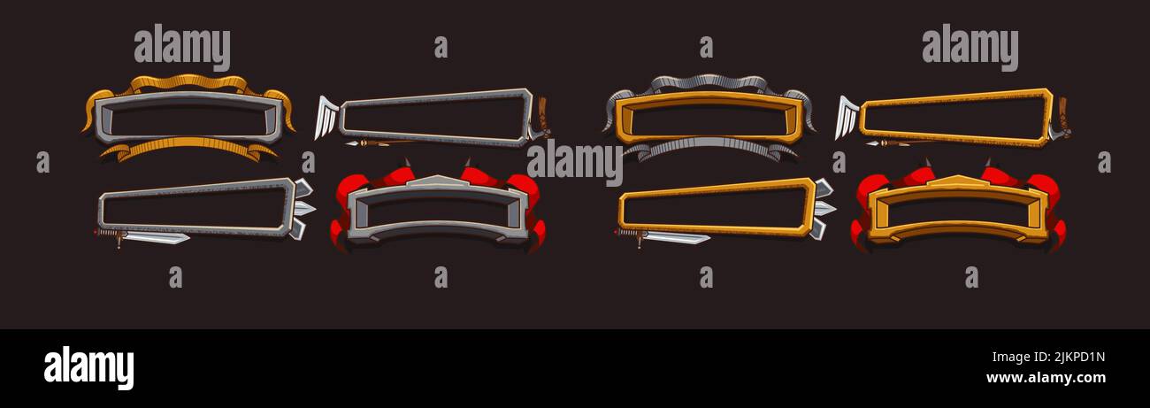 Fantasy frames with medieval weapon for rpg game ui design. Vector ...