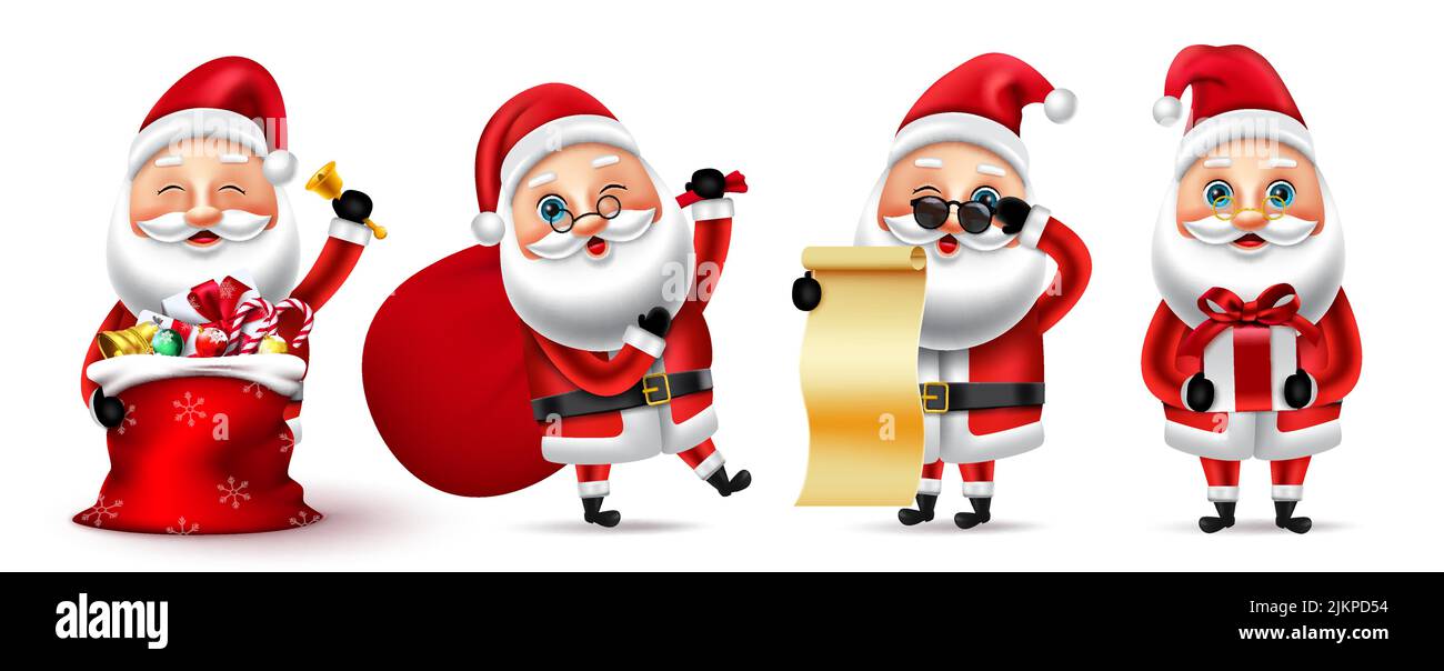 Santa claus 3d christmas characters set. Santa claus christmas ...