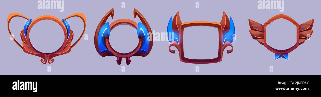 Game level or avatar frames, ui icons, buttons, ranking badges or ...