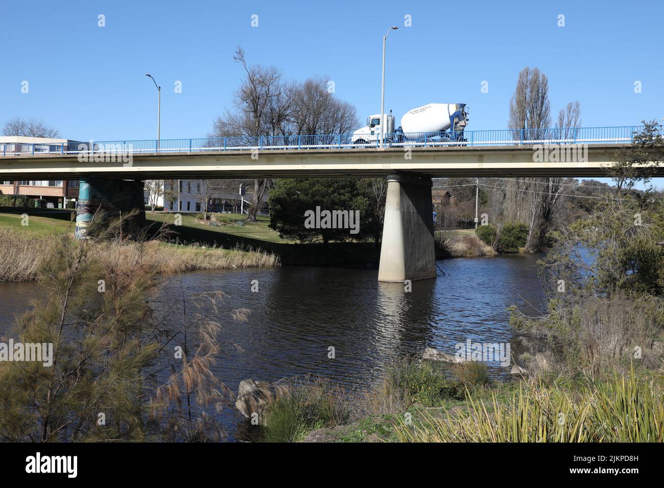 View looking south along the Queanbeyan River towards the Queens Bridge ...