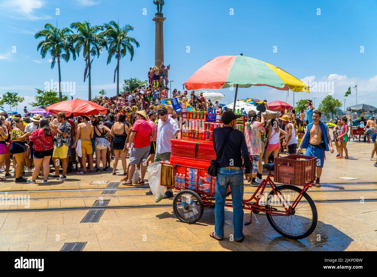 A group of people having fun outdoors during Carnival in downtown Rio ...