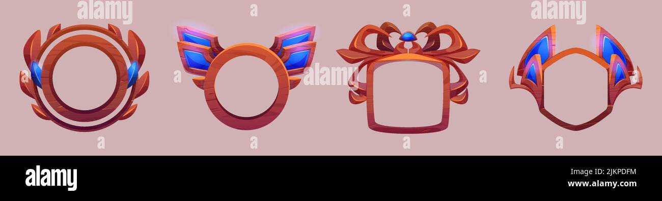 Game level or avatar frames, ui icons, buttons, ranking badges or ...