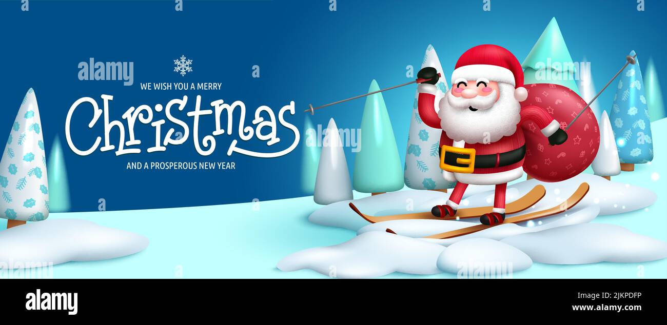 Christmas santa vector background design. Christmas text in snow ...