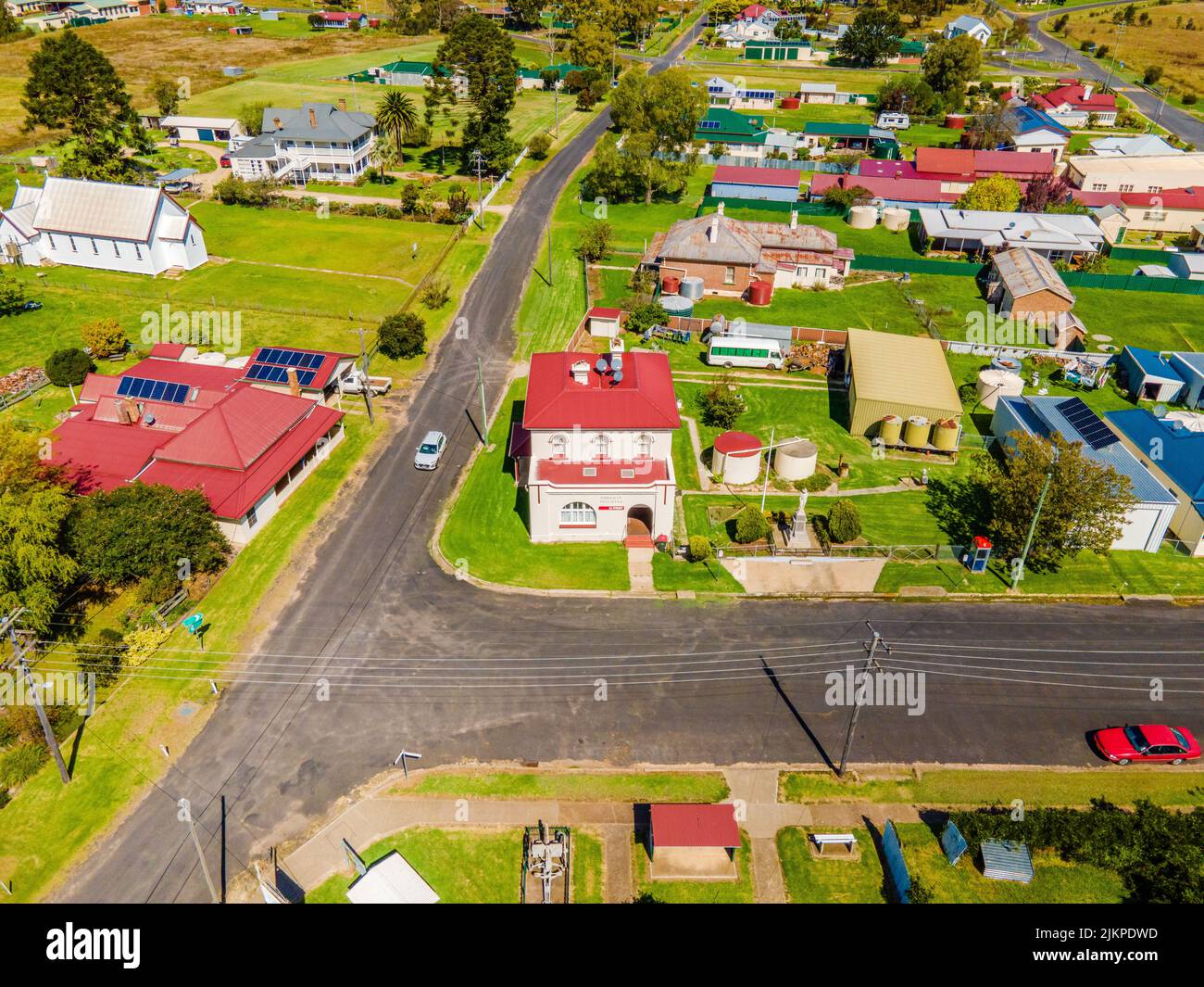 An aerial shot of the beautiful vibrant neighborhoods of Emmaville ...