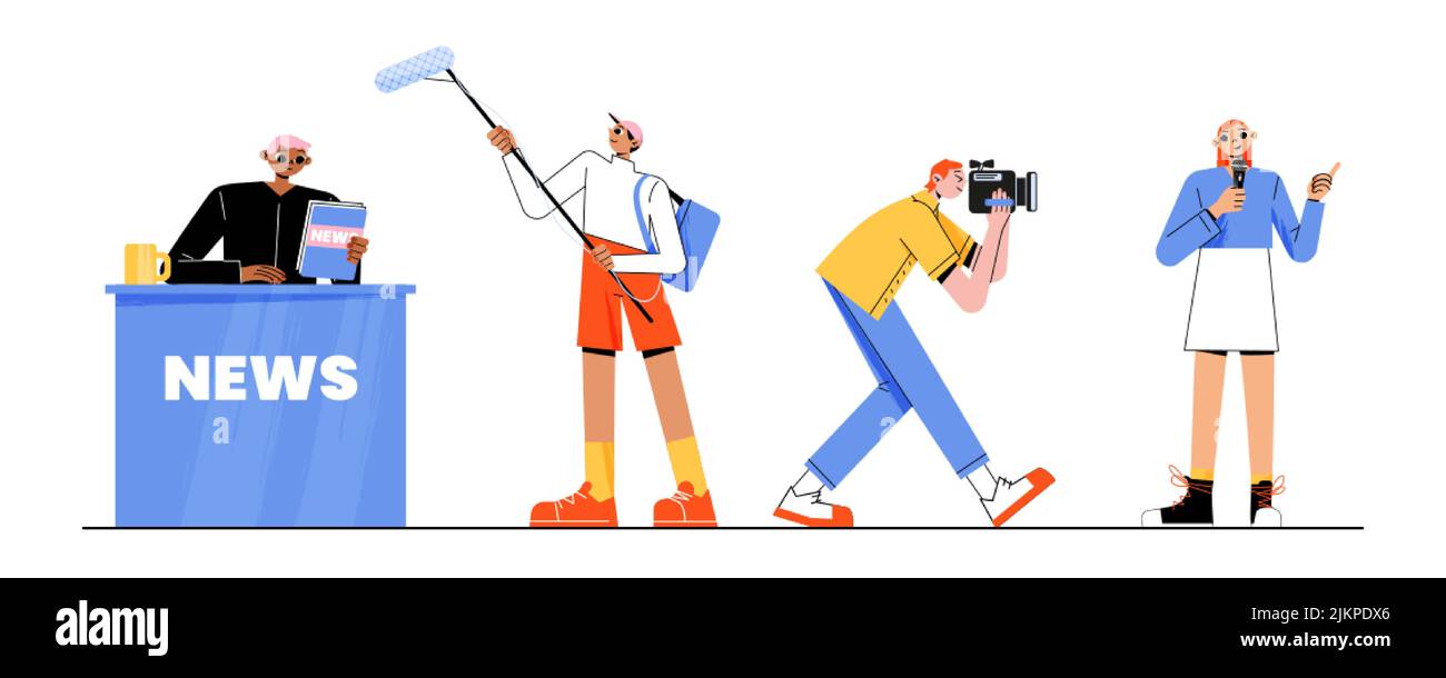 People tv workers, cameraman, reporter, journalist and presenter ...