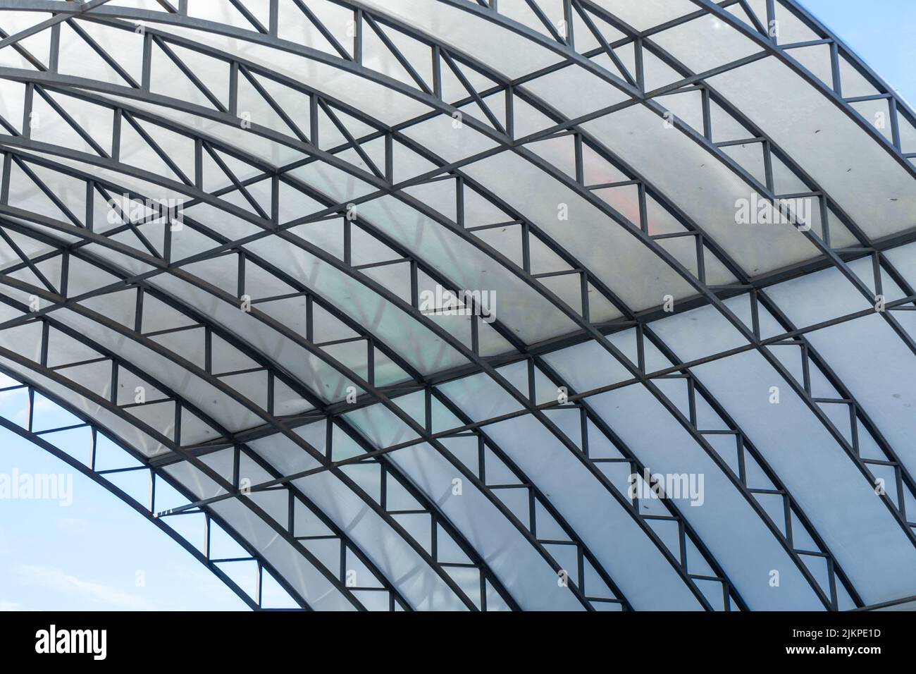 Metal construction with a transparent roof. The latest methods of ...