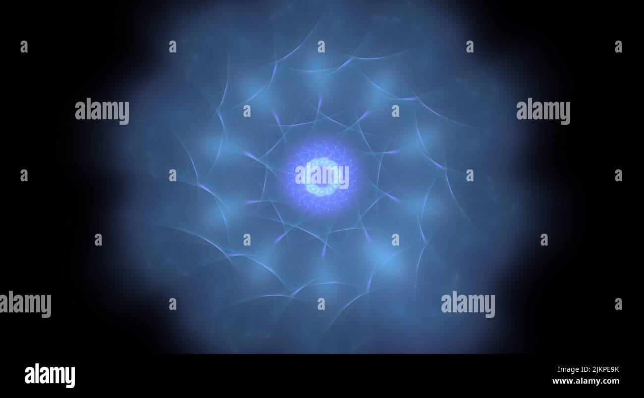 Digital Render beautiful, exquisite blue fractal patterns rotating ...