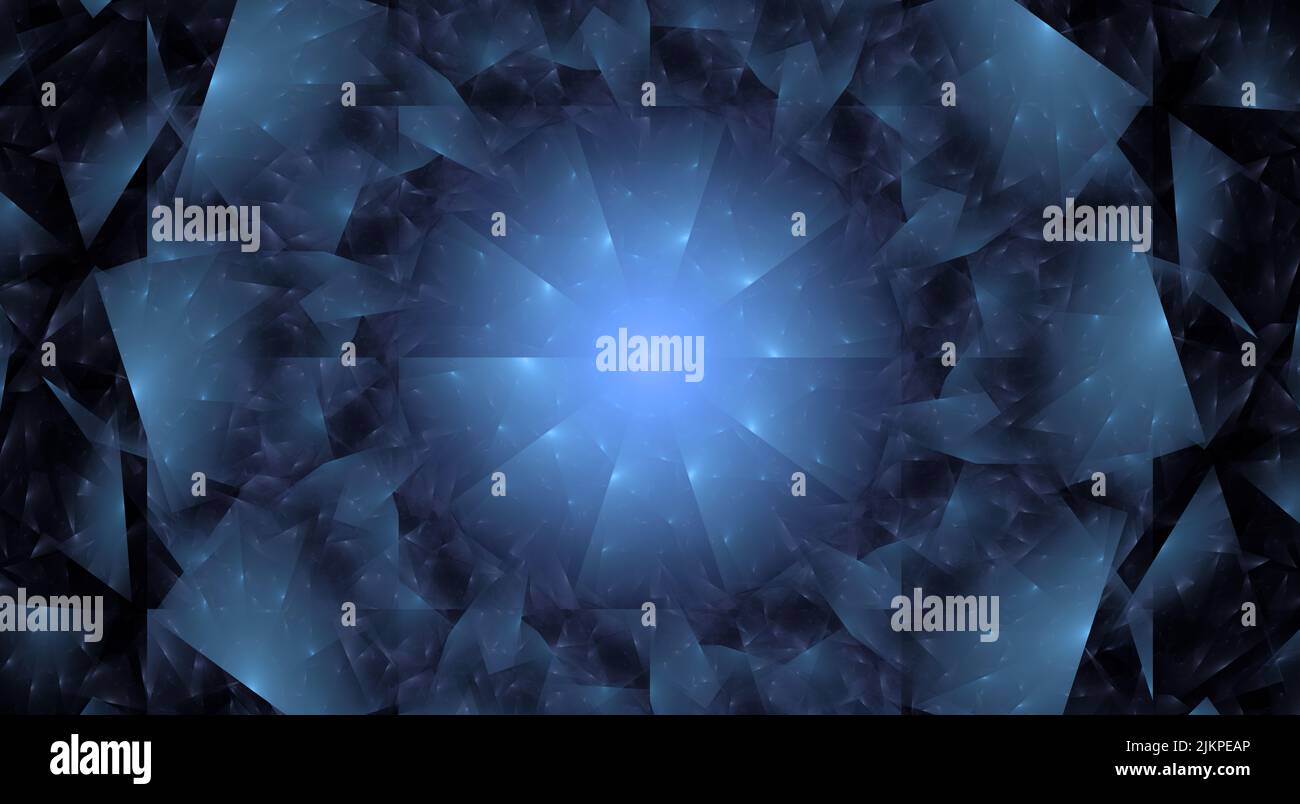 Digital Render beautiful, exquisite blue fractal patterns rotating ...