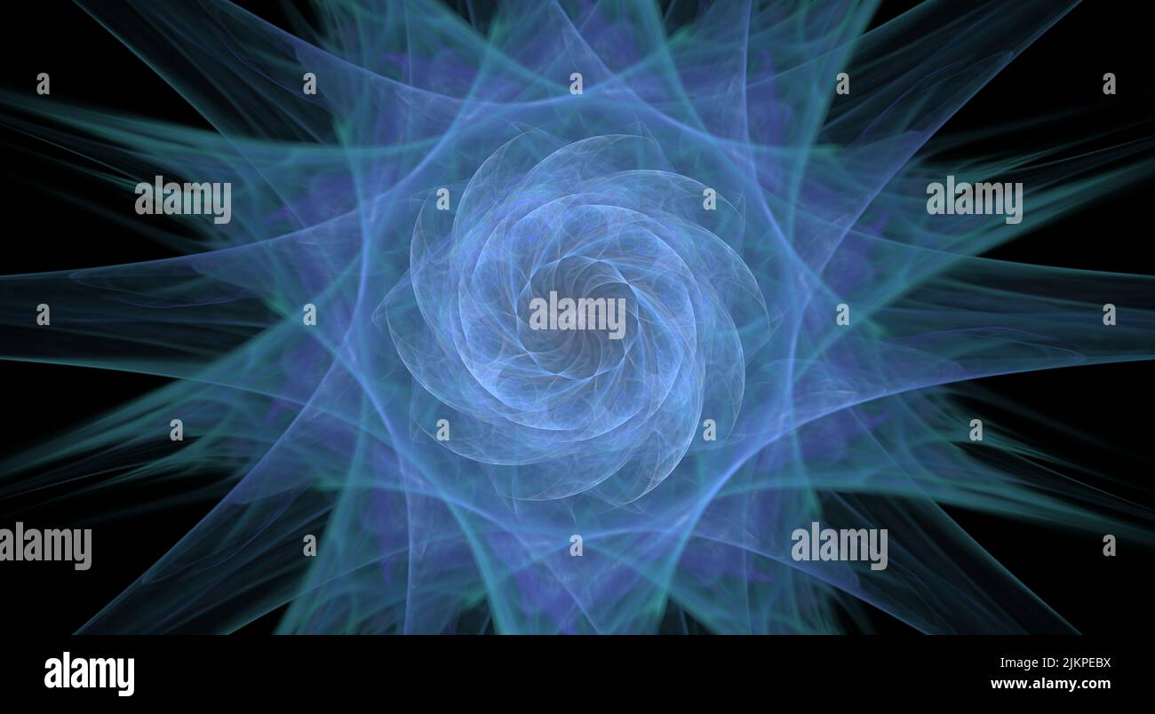 Digital Render beautiful, exquisite blue fractal patterns rotating ...