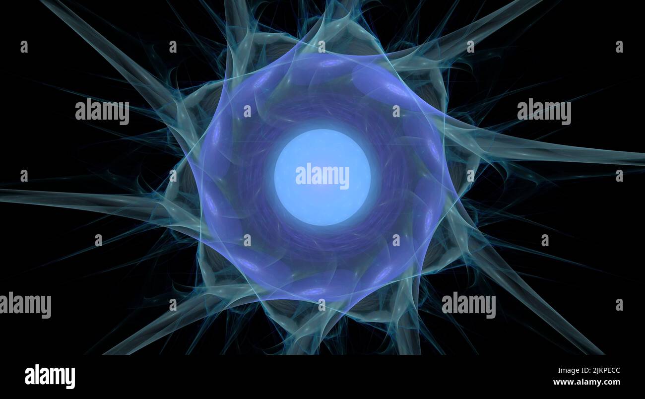 Digital Render beautiful, exquisite blue fractal patterns rotating ...