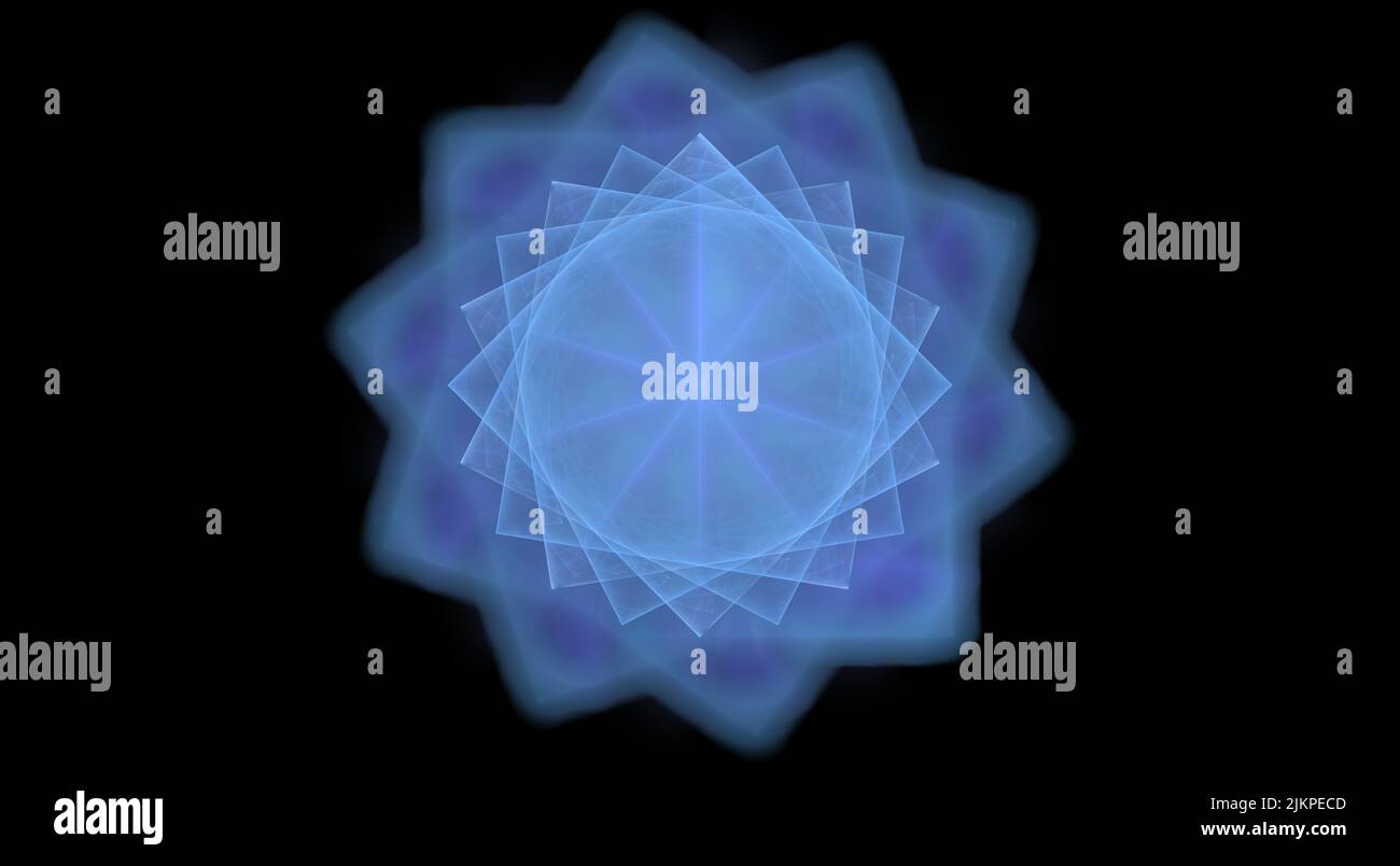 Digital Render beautiful, exquisite blue fractal patterns rotating ...