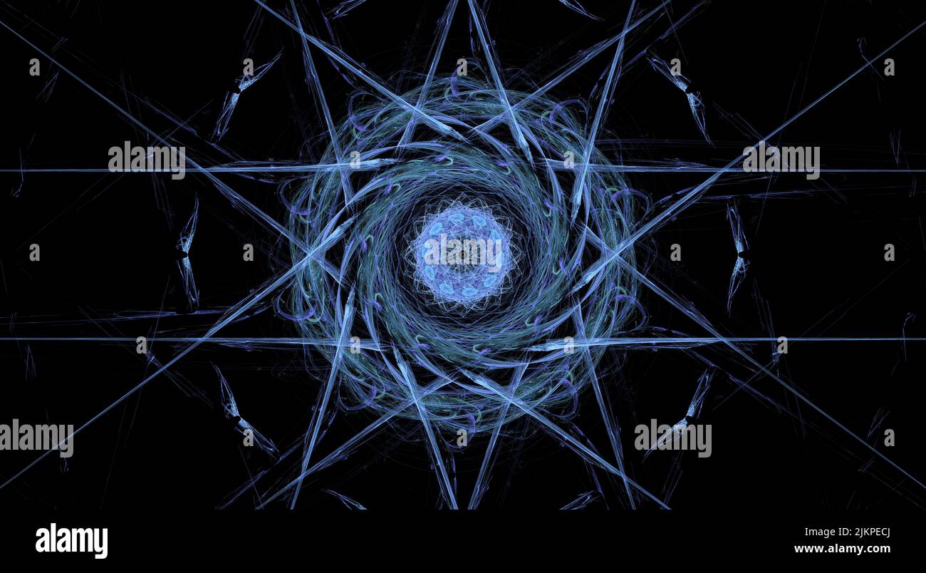 Digital Render beautiful, exquisite blue fractal patterns rotating ...