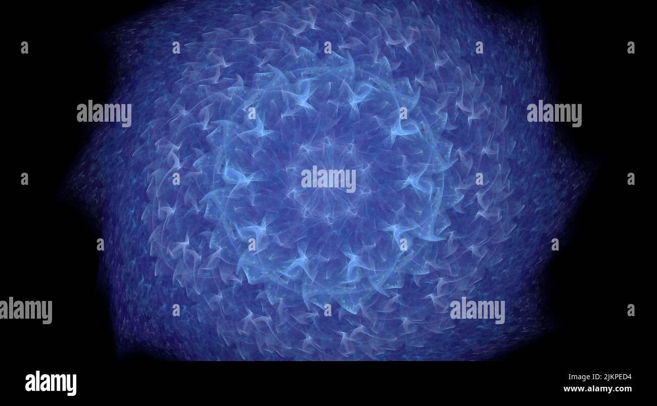 Digital Render beautiful, exquisite blue fractal patterns rotating ...