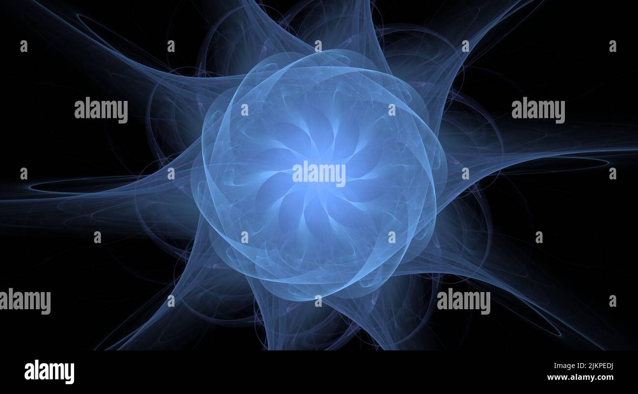 Digital Render beautiful, exquisite blue fractal patterns rotating ...