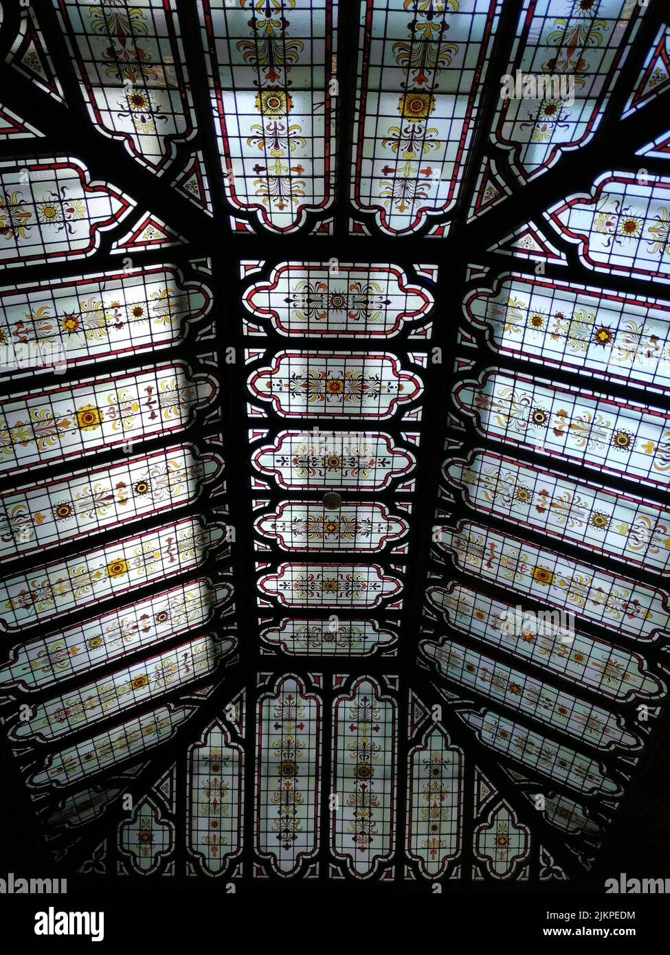 A vertical bottom shot of a stained-glass cupola Stock Photo - Alamy