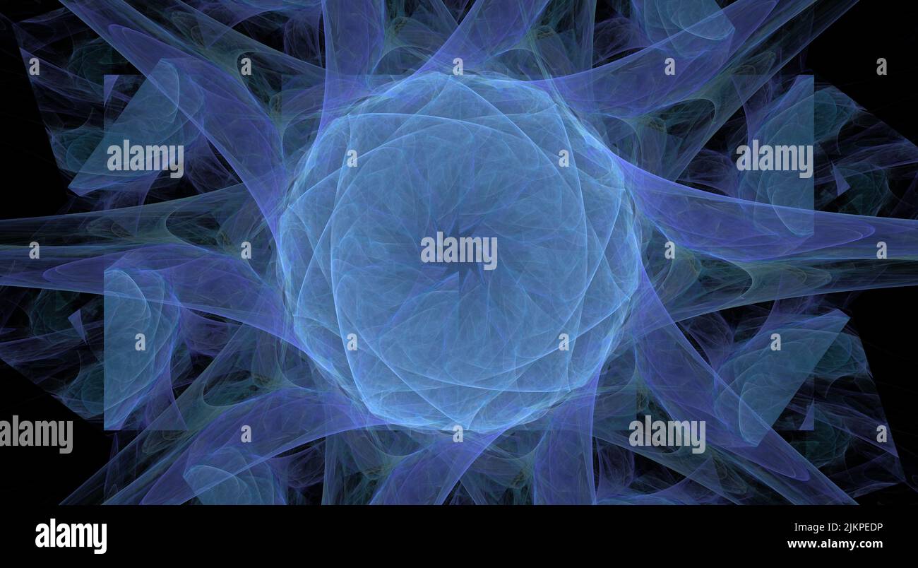 Digital Render beautiful, exquisite blue fractal patterns rotating ...