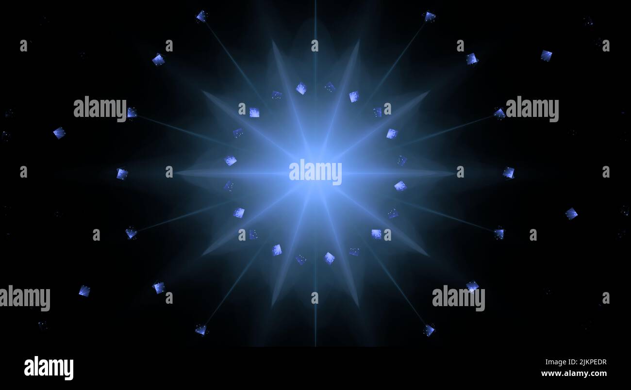 Digital Render beautiful, exquisite blue fractal patterns rotating ...