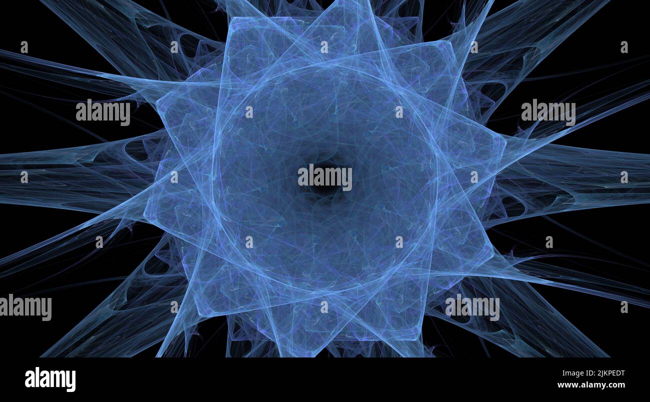 Digital Render beautiful, exquisite blue fractal patterns rotating ...