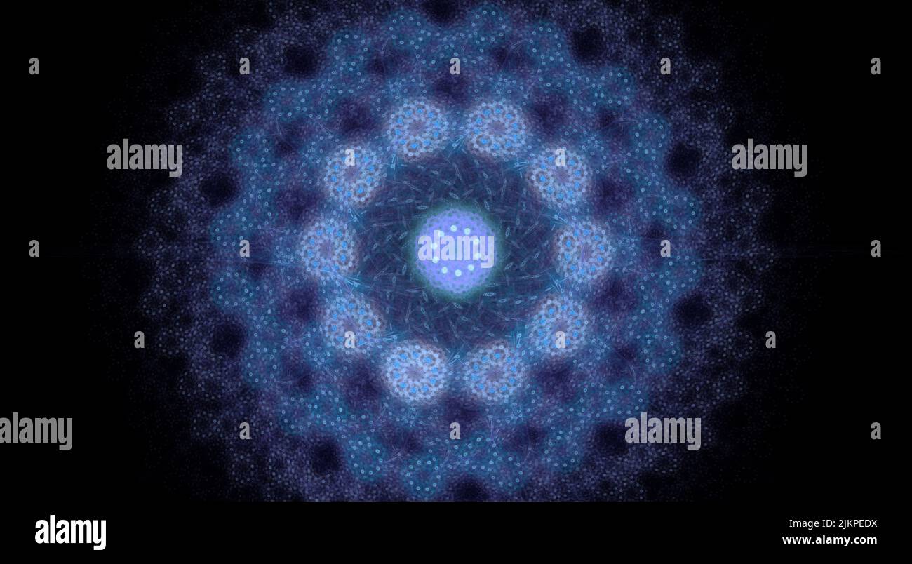 Digital Render beautiful, exquisite blue fractal patterns rotating ...