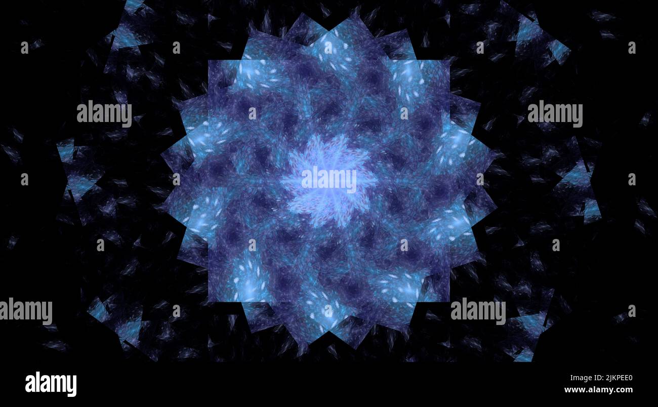 Digital Render beautiful, exquisite blue fractal patterns rotating ...