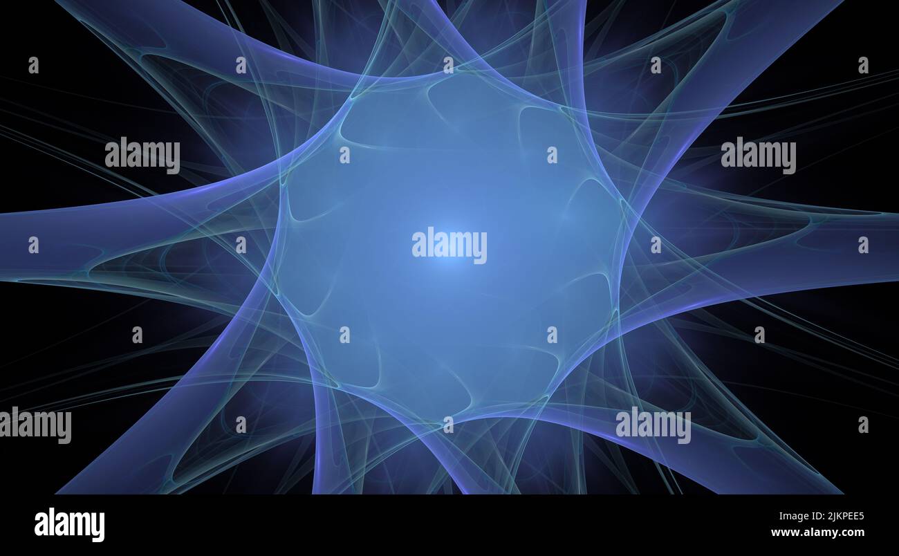 Digital Render beautiful, exquisite blue fractal patterns rotating ...