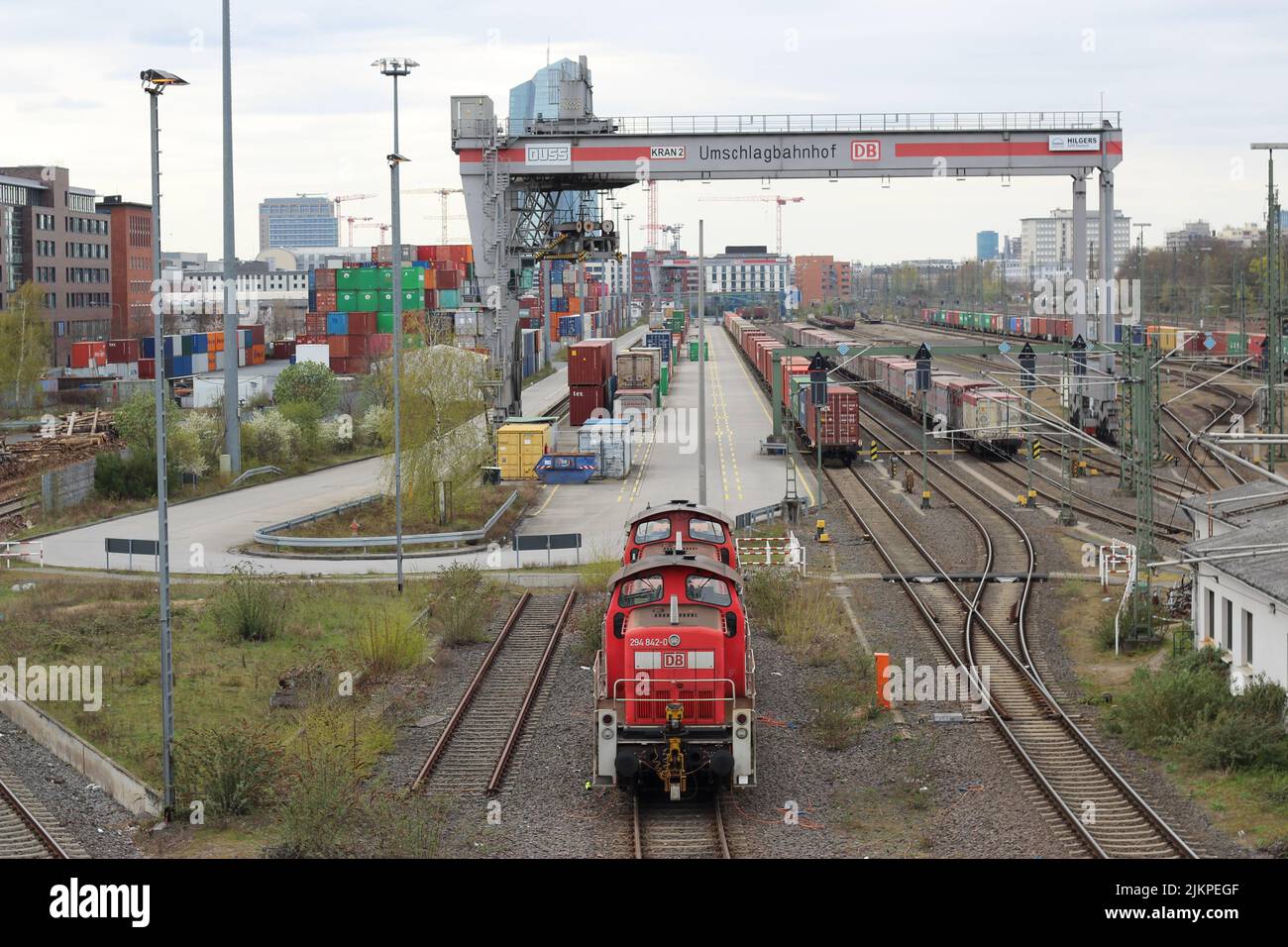 Freight container train station in Frankfurt Germany Stock Photo - Alamy
