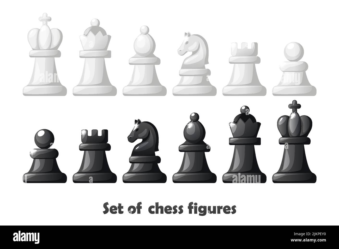 Chess figures for chess strategy board game. Vector Black and white set ...