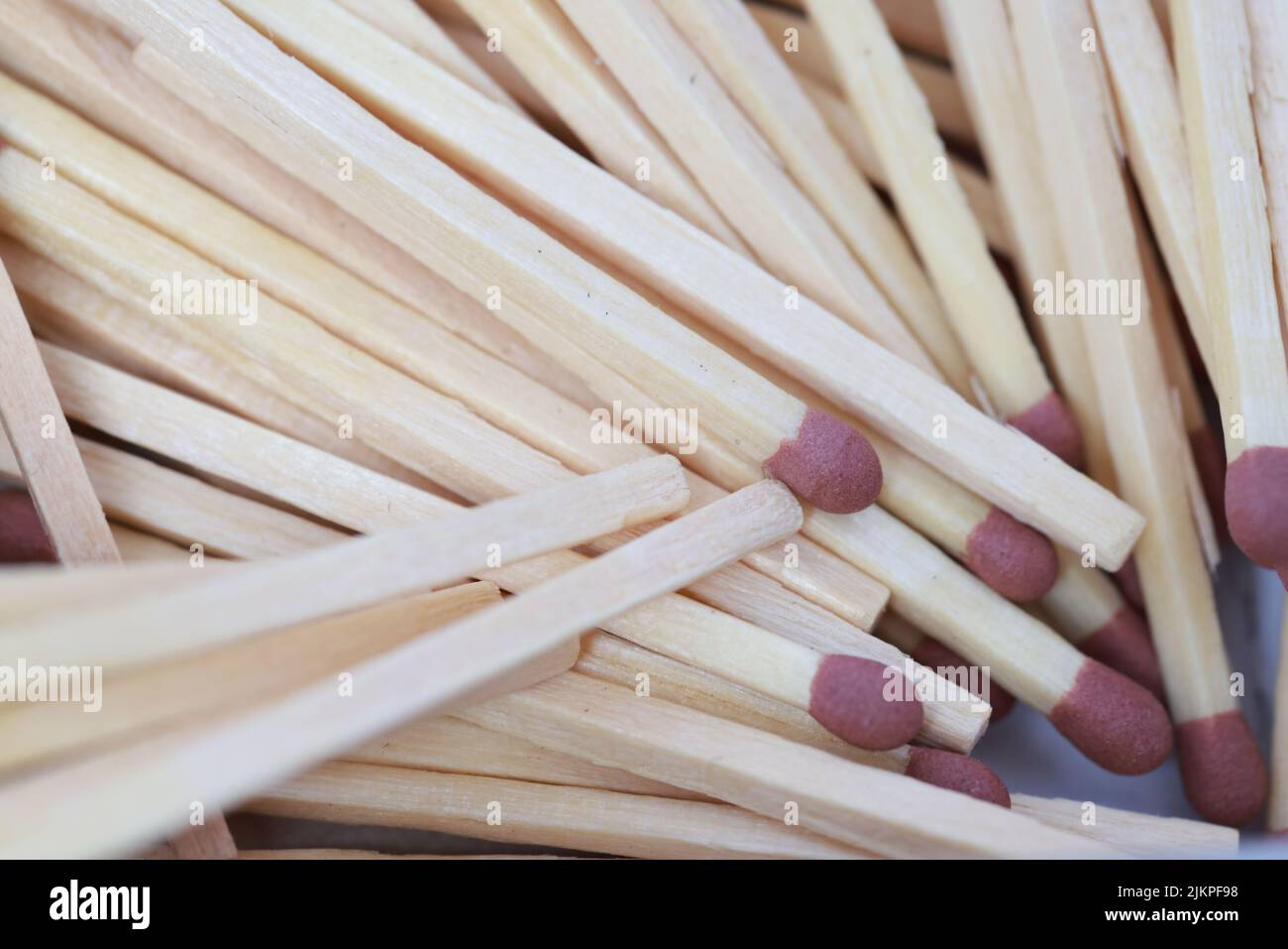 A closeup of a pile of match sticks with red edges Stock Photo - Alamy