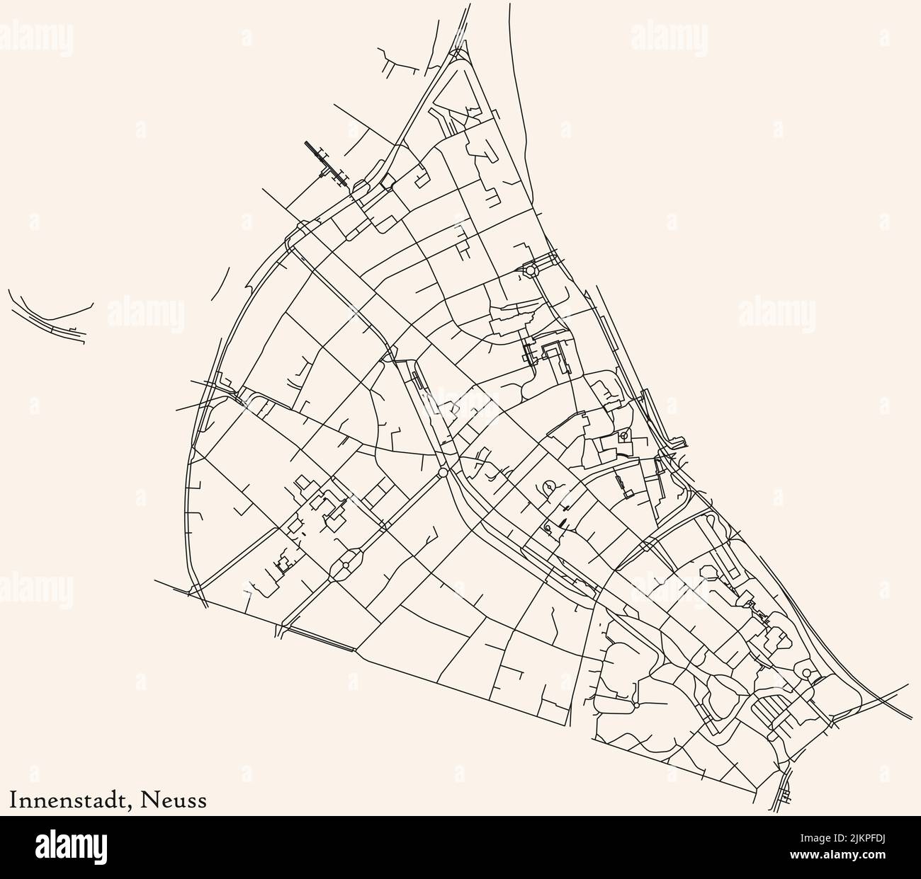 Street roads map of the INNENSTADT ZENTRUM DISTRICT, NEUSS Stock Vector ...