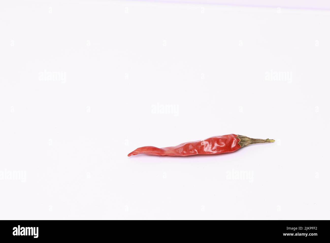 A closeup of a single chili pepper isolated on a white background with ...