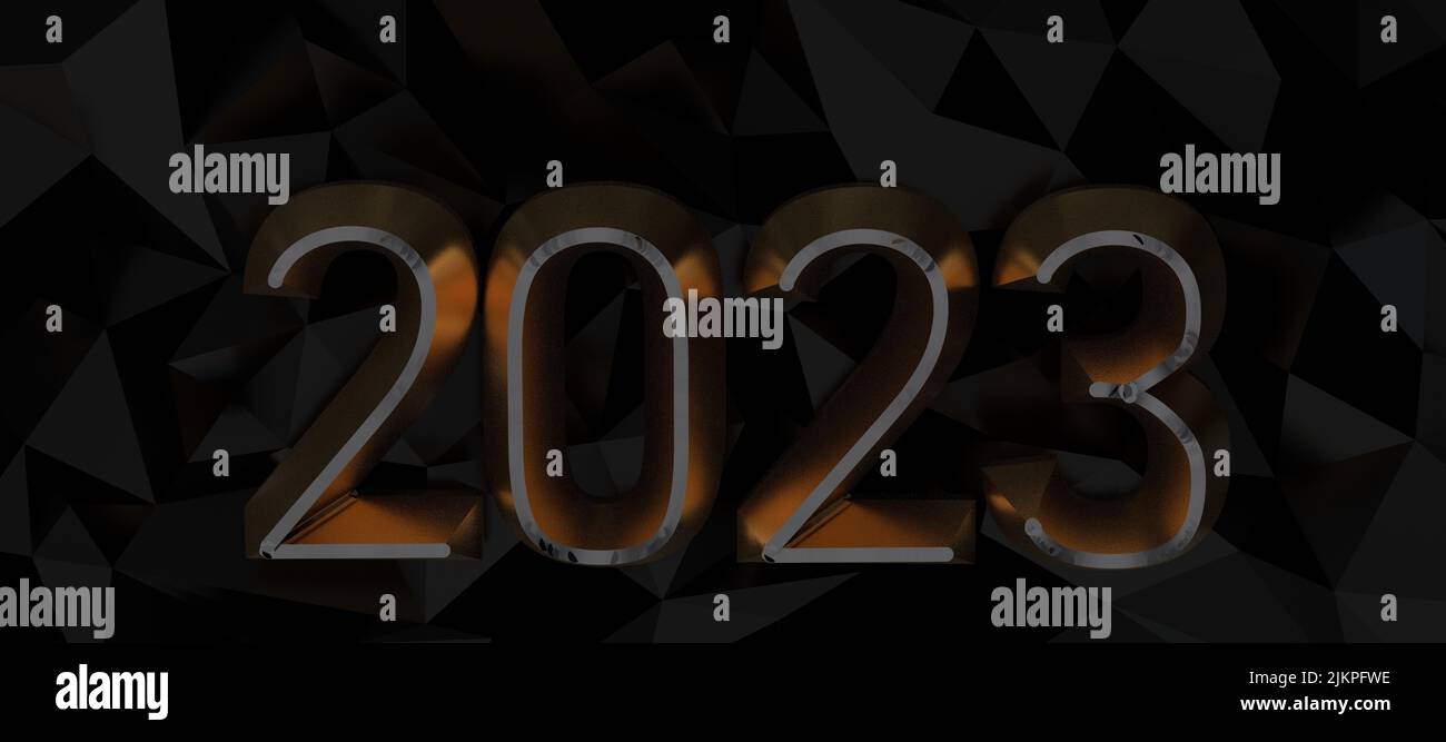 3D illustration of 2023 numbers isolated on darkbackground Stock Photo ...