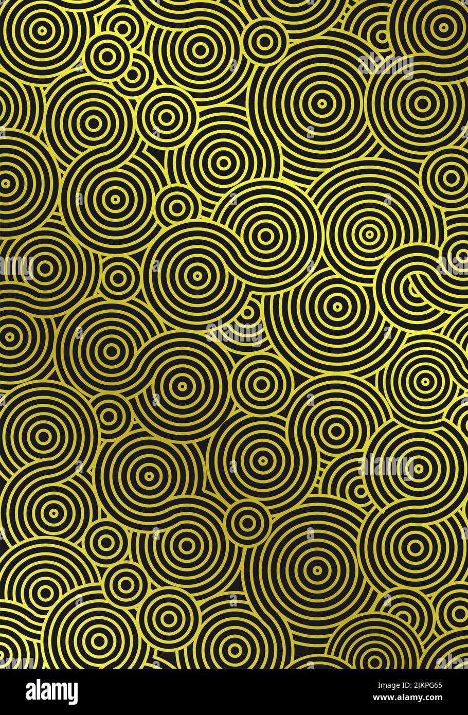 abstract ornament vector of circular lines on golden background Stock ...