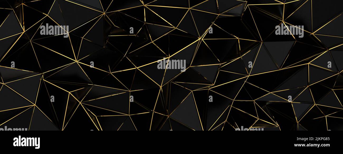 A gold and black abstract mosaic background, gold polygon background ...