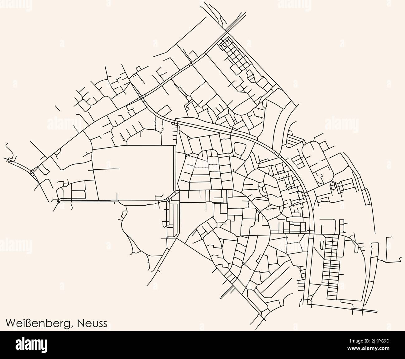 Street roads map of the WEISSENBERG DISTRICT, NEUSS Stock Vector Image ...