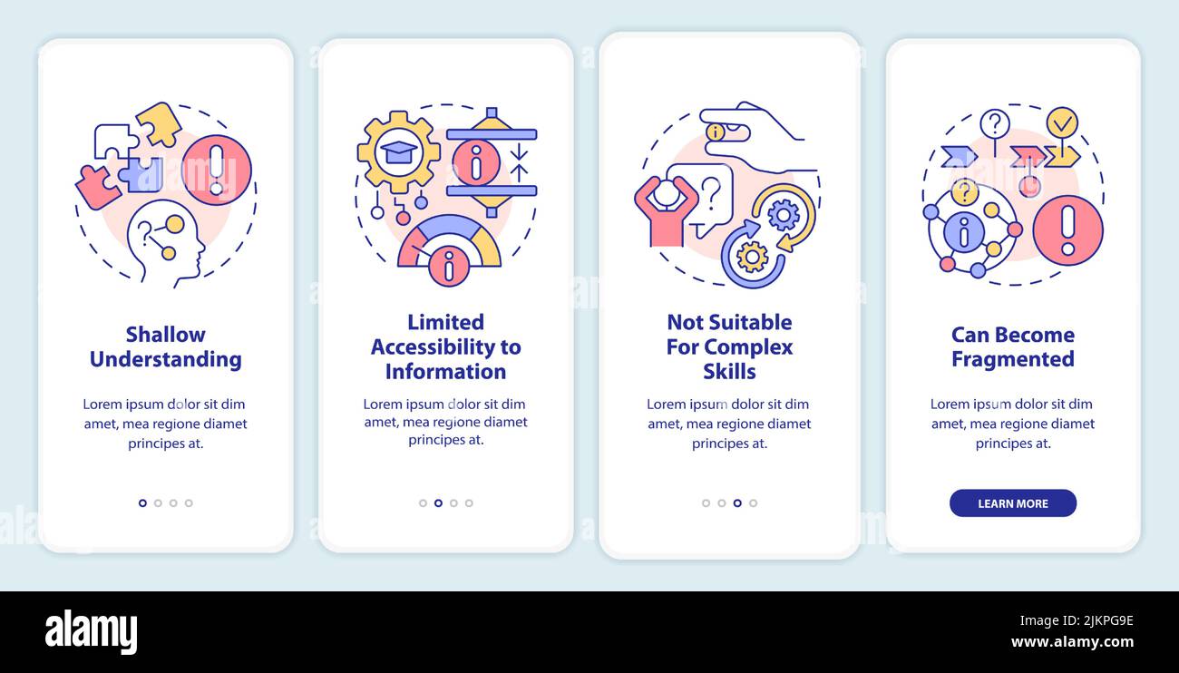 Disadvantages of microlearning onboarding mobile app screen Stock Vector Image & Art - Alamy